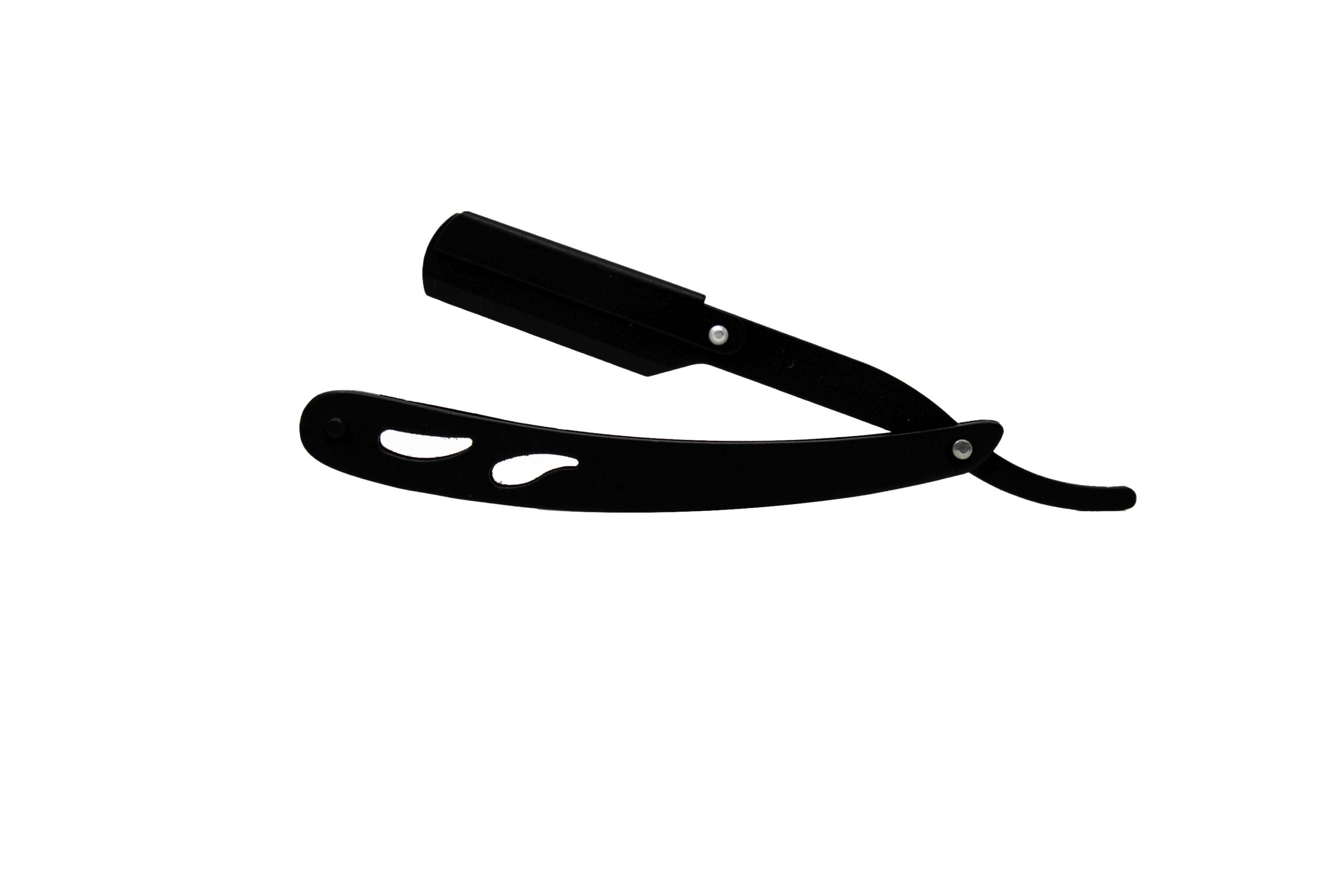 Rasoio A Mano Libera Mezza Lama In Acciaio Nero Opaco Modello Forato ...